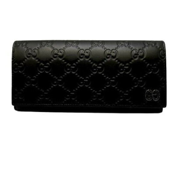 Gucci | Bags | Gucci Guccissima Bi Fold Long Wallet Black | Poshmark